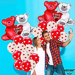 Huge, 40 Inch Teddy Bear Balloons Set - Pack of 22 | I Love You Balloons Decorations | Valentines Balloons for Valentines Day Decorations | Valentines Day Balloons, Romantic Decorations Special Night