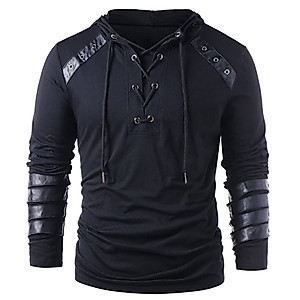 Muscularfit men sweatshirts Hoodies for Men Fall Fashion Drawstring Court Style Shirts Sweatshirts Casual Long Sleeve Pullover Hoodies 2023 halloween sweatshirt plus size Black M