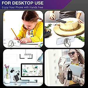 4 Pieces Phone Ring Holder Finger Kickstand 360° Rotation 180° Flip Foldable Retractable Magnetic Cellphone Back Grip for Car Phone Compatible with Most Smartphones Tablets (Silver, Iron Black)