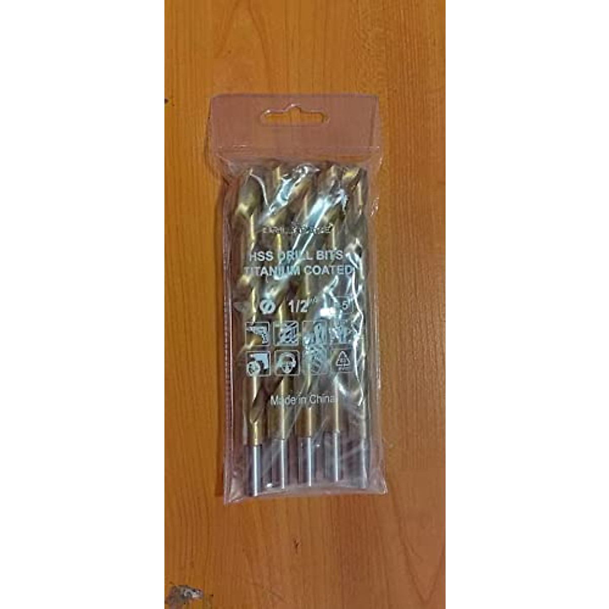 DRILLFORCE (5 Pcs) 1/2 in. x 6 in. HSS Titanium Coated Drill Bits, Jobber Length, Straight Shank, Metal Drill for General Purpose (1/2)