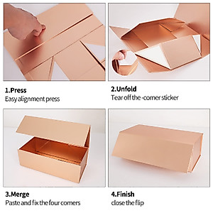 Gift Box 10" x 6" x 3" with Magnetic Closure Lid Gift Box for Presents,Bridesmaid Gifts Box,Cute Box,Birthday Gift box,Luxury for Gift Packaging, Magnetic Gift Box for Wrapping Gifts (Rose Gold)