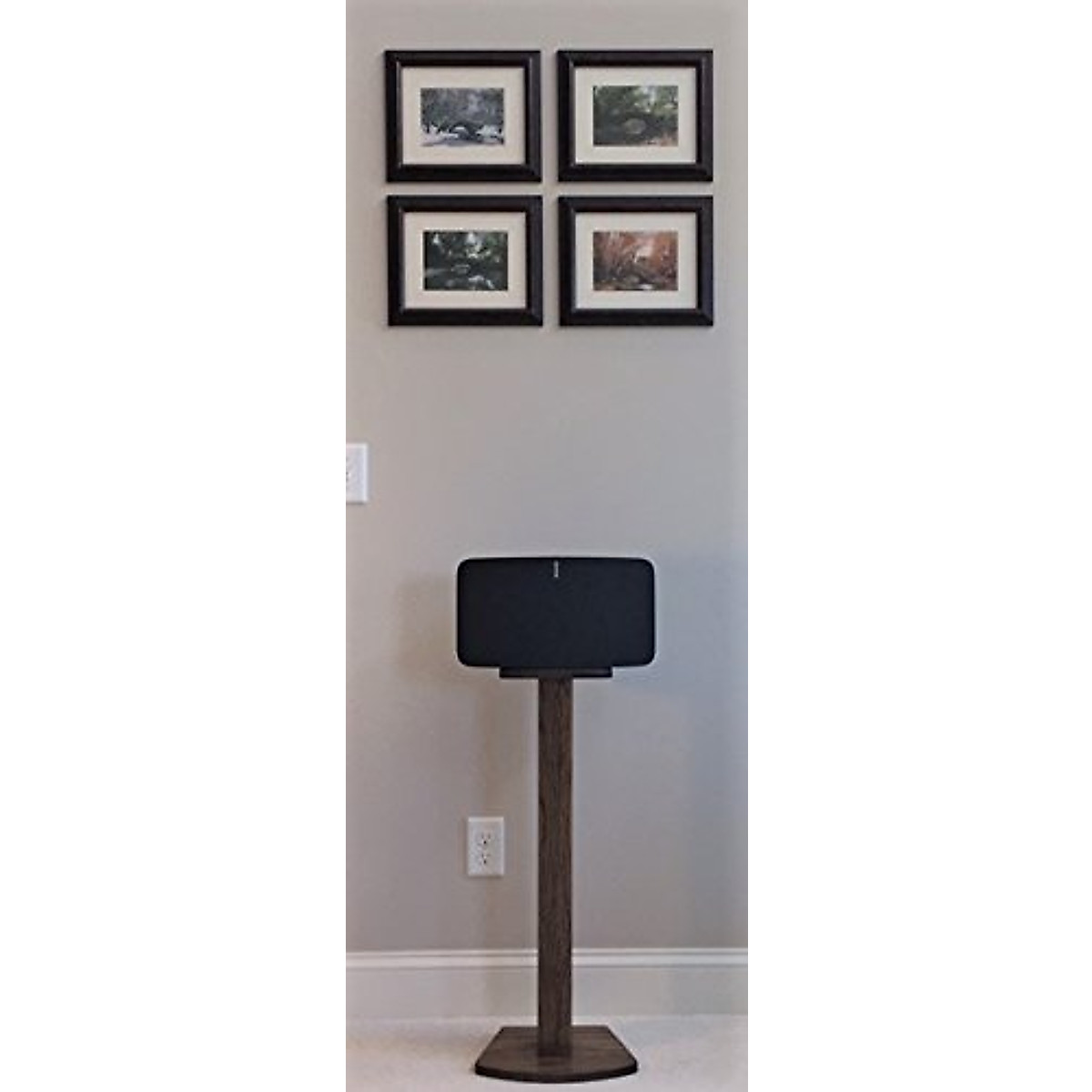 Beautiful Wood Speaker Stand Handcrafted Compatible for SONOS Five/SONOS Play 5. Made in U.S.A. Single Stand. Dark Walnut Color.