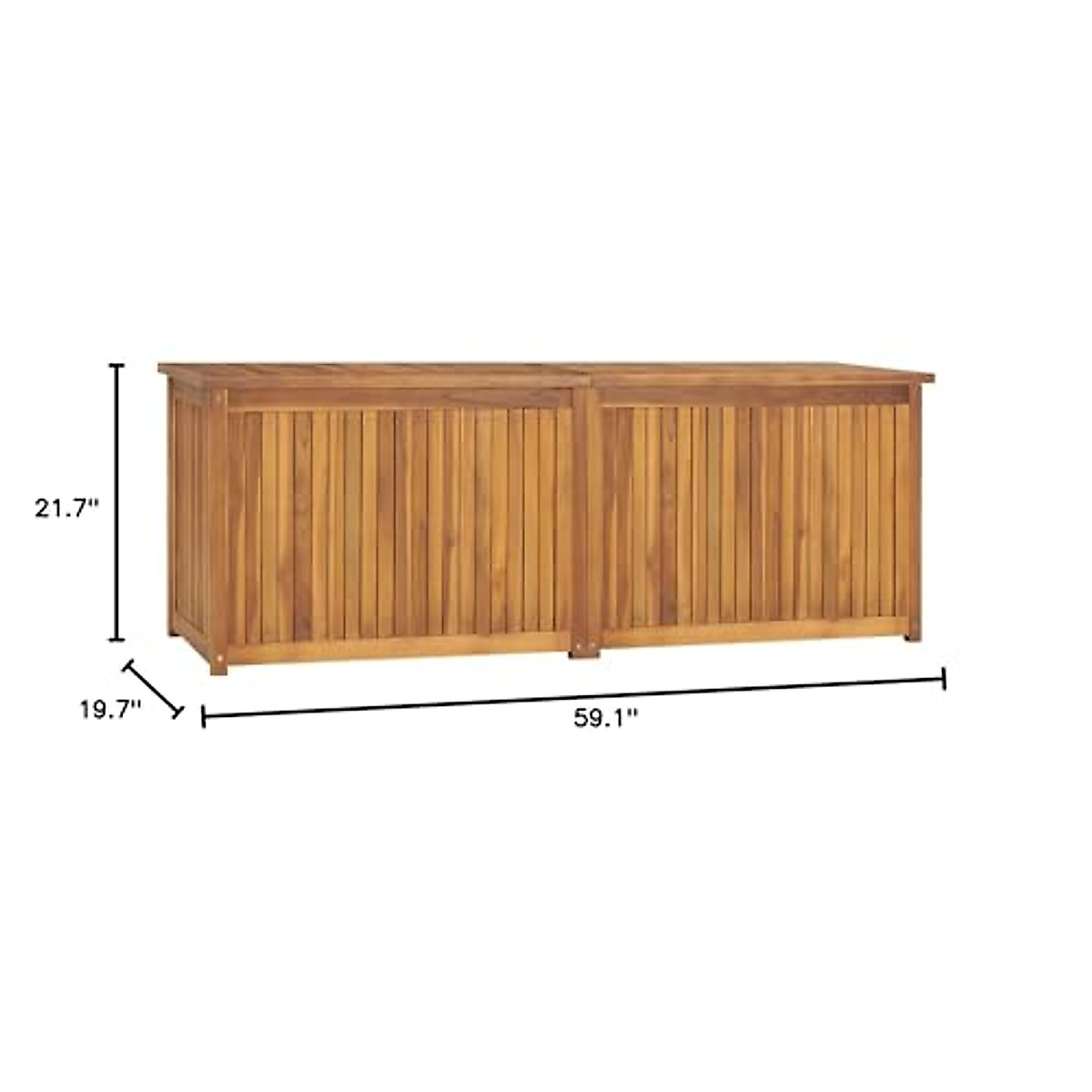 Tidyard Garden Storage Box Teak Wood Deck Box Storage Container with PE Bag Tool Organizer for Patio, Lawn, Backyard, Outdoor Indoor 59.1in x 19.7in x 21.7in