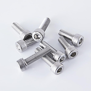 Cicidorai M5 x 8mm 12mm 16mm 20mm 25mm Socket Head Cap Screws Bolts, Stainless Steel 304, Metric Allen Hex Drive, Fully Threaded, Bright Finish, 50PCS