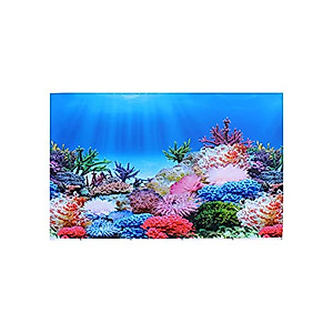 POPETPOP Fish Tank Background - 2 Sided Aquarium Wallpaper Aquarium Background Sticker Tank Decoration - 30x42cm
