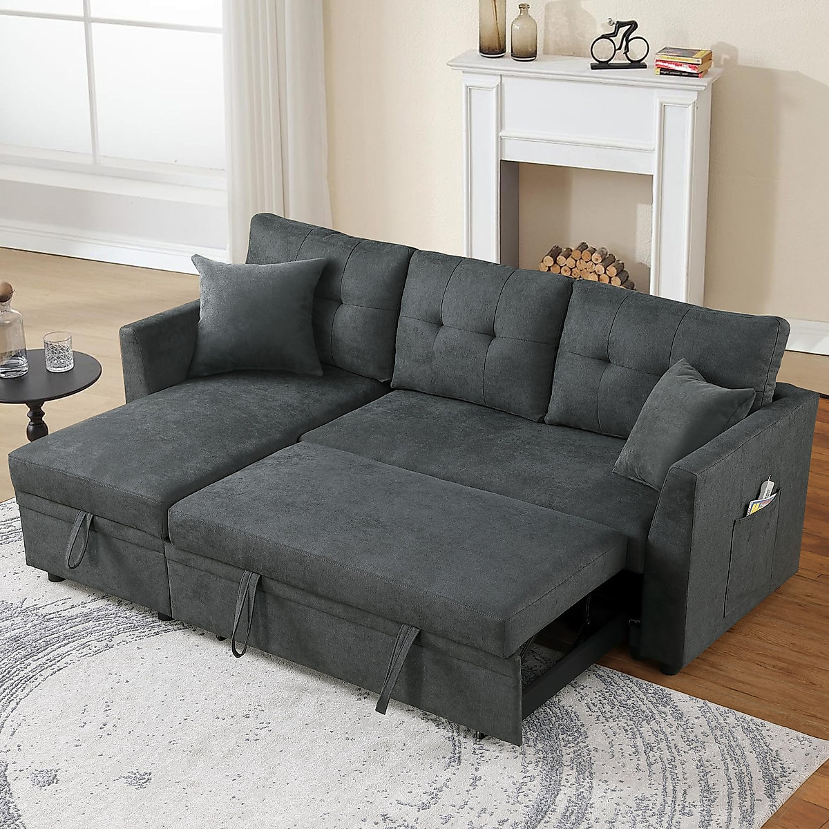 uhome Upholstered Sleeper Sofa with USB Ports