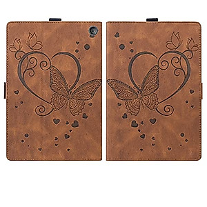 Tablet PC Case Compatible with Kindle Fire 7 Tablet Case 2022 12th Butterfly Embossed Folding Stand Protective Cover Shockproof PU Leather Flip Case Card Slot Tablet PC Case Tablet Home (Color : Brow
