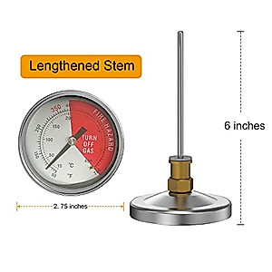 Blackhoso 2.75-Inch Deep Fryer Thermometer Replacement for Bayou 2.5, 4, 9 Gallon Fryers, King Kooker and VIVOHOME Fryers Temperature Gauge -Degree Accurate Exact