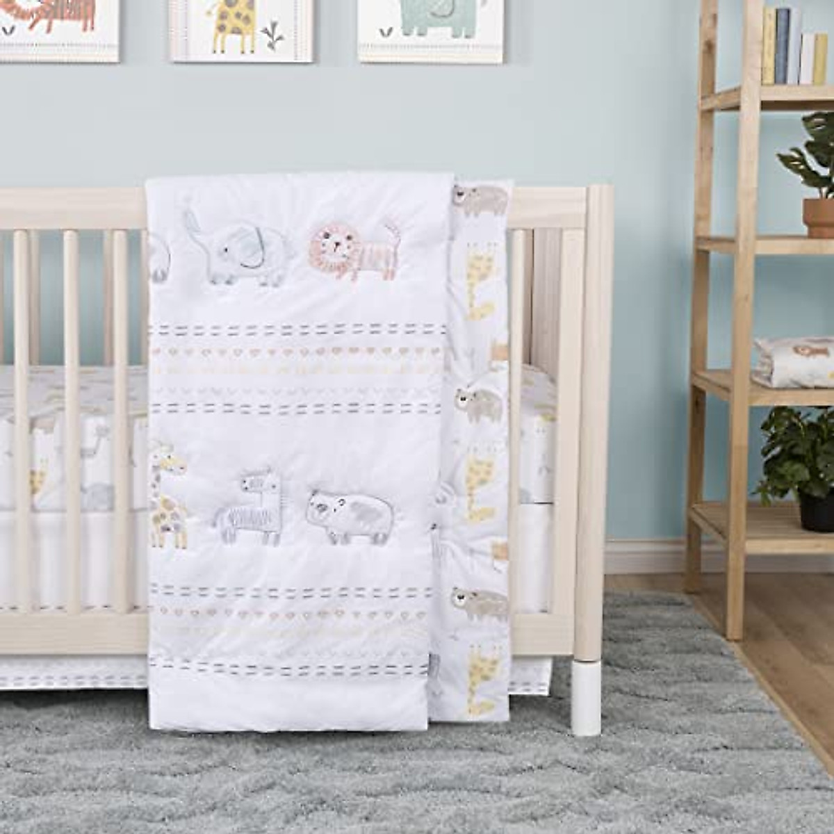 Trend Lab Crayon Jungle 3 Piece Crib Bedding Set, Can Be Used As A Blanket Or A Playmat for Tummy Time, Includes Quilt, Fitted Crib Sheet and Skirt