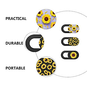 KOMBIUDA Ipads 3pcs Ultra- Your Computer Prvacy Ultra-Thin Slide Slider Lens Webcam Sunflower Laptop Cover Visual Printed Thin Privacy Camera Lid Universal Cartoon Webcam Cover