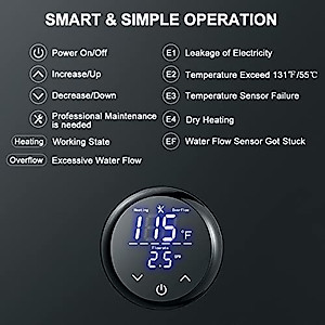 Electric Tankless ECOTOUCH 18kW on Demand Instant Hot Water Heater 240V, Self-Modulation Point of Use Hot Water Heater Whole House ECO180B Black