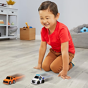 Little Tikes My First Cars Crazy Fast Cars 4-Pack Series 5 – Garbage Truck (Recycle), Race Car (Yellow), Muscle Car (Orange), Police Car (International), Pullback Toy Car Vehicles