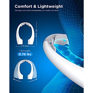 Heelkl AI Neck Fan, 4 Speeds Adjustable Portable Personal Fan Rechargeable, 4000 mAh Battery Faster Cooling Wearable Fan, Ultra Quiet for Home, Office, Travel, Outdoor