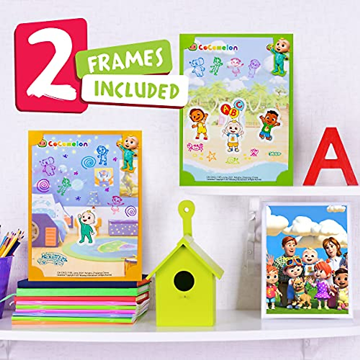 Cocomelon Stamp Set by Creative Kids- 36+ Piece Wooden Stamps Set Includes Ink Pads, Stickers, Markers, Picture Frames - Montessori Wood Stamp Birthday Gift Set for Girls Boys Toddlers Ages 3+