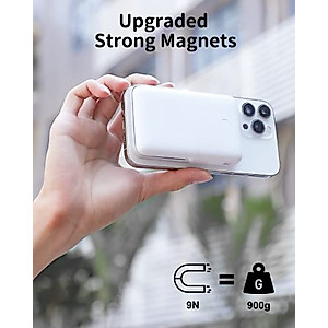 JoyGeek Magnetic Portable Charger, 10,000mAh Wireless Power Bank with Foldable Stand, Mag Safe Battery Pack PD 20W Fast Charging with C-C Cable for iPhone 14/14 Pro/14 Pro Max/14 Plus & 13/12 Series