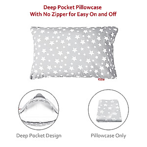 Moonsea Toddler Bed Sheets, 3 Piece Toddler Sheet Set, Soft Breathable Crib Bedding Set for Boys Includes a Flat Sheet, a Fitted Sheet, a Pillowcase, Grey Star