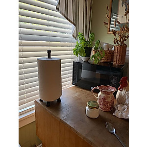 TLBTEK Floor Toilet Paper Holder Stand, Black Iron Farmhouse Paper Towel Rack,Rustic Industrial Vintage DIY Style Pipe Roll Tissue Holder Heavy Duty for Bathroom, Bedroom, Kitchen (Brown)