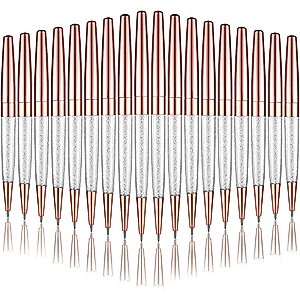 18 Pieces Crystal Diamond Pen Bling Slim Ballpoint Pen with Black Ink for School Office Supplies (Rose Gold)
