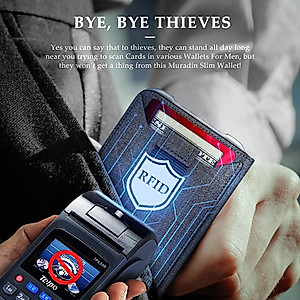 ENIGMA Dapper PU Leather Bifold Front Pocket Slim Wallet for Men, Aluminum Metal Travel Tactical RFID Blocking Card Holder Money Clip, Ideal Men's Gift (Grey)