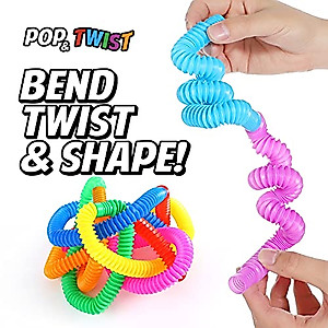 Pop Multi-Color Mini Stretch Tubes Sensory Toy for Toddler Kids Learning Toys - 6 Pack