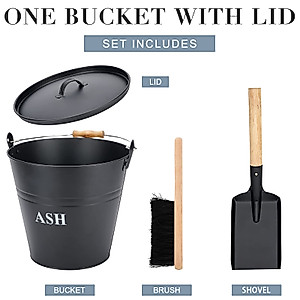 Ash Bucket with Lid and Handle, Galvanized Iron Ash Pail for Fireplace, Fire Pits and Wood Burning Stoves