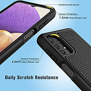 JXVM for Samsung Galaxy A32 5G Case: Dual Layer Protective Heavy Duty Cell Phone Cover Shockproof Rugged with Non Slip Textured Back - Military Protection Bumper Tough - 6.5inch (Matte Black)