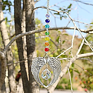 H&D HYALINE & DORA Crystal Angel Wing Pendant with Crystal Ball Hangings Suncatcher for Home Window Decor