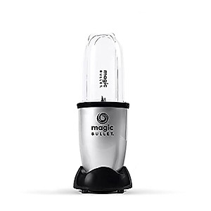 M.B Magic Bullet Essential Personal Blender, Silver - 250W Motor with Tall Cup, stainless steel cross blade and 1 to-go lid