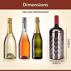 Premium Wine Chiller - 750ml Stainless Steel Wine Bottle Cooler, Vacuum Insulated & Double-Walled - Keeps Wine Cold for 6+ Hours - Champagne Chiller Sleeve for Most Bottles