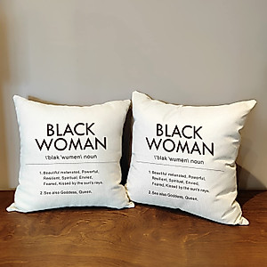 OUZ Black Women Throw Pillow Case, African American Women Gift, Mom Gifts, Gift for Grandma, Birthday Gift, Linen Cushion Cover for Sofa Couch Bed, 18 x 18 Inch-8L119