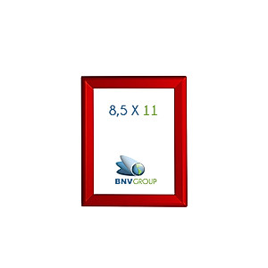 BNV Aluminum Front Load Snap Poster/Picture Certificate Frame, Red, 8.5x11 Inches, 1.25'' Profile, Wall Mounting, Portrait and Landscape Mode, Easy Installation, Anti-Glare, PVC Cover, Lightweight