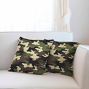 Beabes Pillow Cases Fashion Black Brown Green Camo Seamless Pattern Pack of 2,Decorative Throw Pillow Covers for Couch Bedroom Living for Girl Boy 18X18 Inch