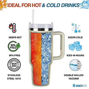 Insulated 40 oz Tumbler with Handle and Straw - Double-Walled Stainless Steel, BPA-Free, Excellent Temperature Retention, Leak-Proof Design