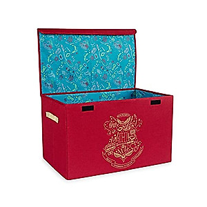 Harry Potter Hogwarts Collapsible Storage Bin Chest with Lid | Fabric Basket Container with Handles, Cubby Cube Closet Organizer | Wizarding World Gifts And Collectibles | 15 x 24 Inches