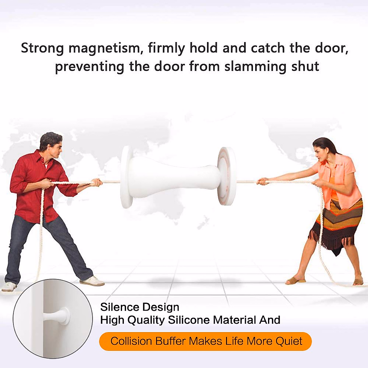 ZC GEL Magnetic Door Stopper Self Adhesive, Silicone Door Stop Holder Wall Mount Damage-Free with Durable Reusable Waterproof House Door Stopper, No Need to Drill Collision Mute No Trace (White)