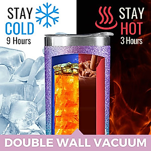 Onebttl Birthday Gifts for 12 Year Old Girl -12 & Fabulous - Tween Girl Gifts, Unique Design 20oz Skinny Tumbler, Novelty 12th Birthday Gifts for Girls, Card & Package Included - Blue Purple