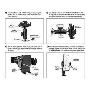 ARKON Mounts Drill-Base Mega Grip Phone Mount | Universal Phone Fit | 360° Adjustable Angle | Flat Surface AMPS Mounting | Compatible with iPhone, Galaxy, Note, Pixel, and More | SM4RM2XMAMPS
