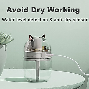 YUNLOVXEE Cat Small Humidifier for Bedroom - 300ml Mini Cool Mist Humidifiers with Night Light, 2 Spray Modes, Ultra-Quiet, Portable Personal Air Humidifier for Women Kids Room Office Desk Car (Pink)