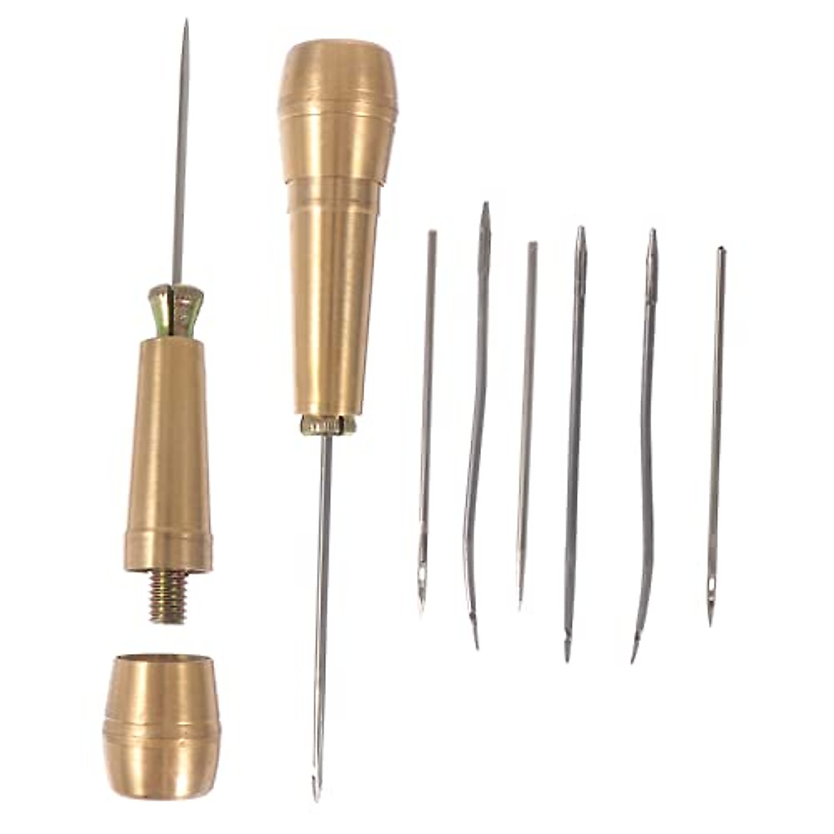 SEWACC 2 Sets Cobbler Tool Leather Tools Punch Down Tool Hand Sewing Kit Stitching Awls Canvas Tool Bag Hotfix Tool Crochet Prickers DIY Leather Craft Supplies Shoe Repair Tools Suture