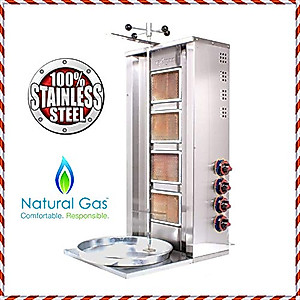 COMMERCIAL industrial Grade FULL PROFESSIONAL SET Meat Capacity 50 kg / 110 lbs. NATURAL GAS 4 BURNER Rotating Spinning Grills Vertical Broiler Shawarma Gyro Doner Kebab Tacos Al Pastor Trompo Machine