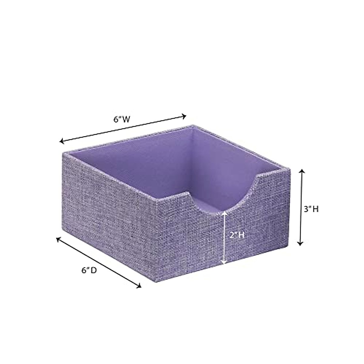 Household Essentials 2-Pack of Drawer Organizers, Sturdy Chipboard Wrapped In Soft Polyester Fabric, Stylish and Functional Storage Solution, 3” H x 6” W x 6” D, Iris