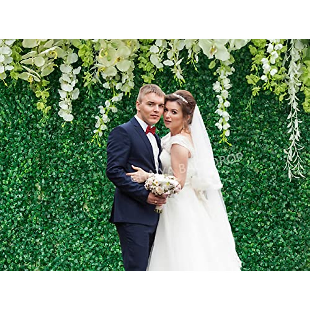 Greenery Backdrop with Flowers Green Leaf White Flower Photo Backdrops Bridal Shower Backdrop for Wedding Backdrops Reception Ceremony Birthday Backdrop 027
