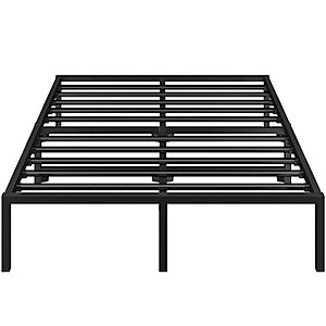 Yaheetech 13 Inch Queen Size Metal Platform Bed Frame Mattress Foundation with Ultra-Durable Steel Slat Support/Easy Assembly/No Box Spring Needed/Black