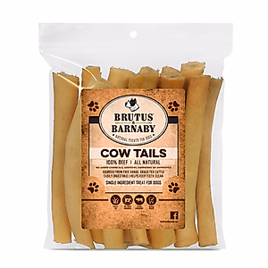 BRUTUS & BARNABY 100% Natural Cow Tails Dog Treat - Our Healthy Cow Tails for Dogs are Easy to Digest, Chemical & Hormone Free - Thick & Hearty Chew, Great Rawhide Alternative for Small Or Large Dogs
