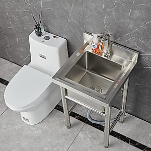 Natliedop Catering Sink Utility Sink Laundry Tub with Faucet, Heavy Duty Sinks for Washing Room, Basement, Garage or Shop, Free Standing Wash Station