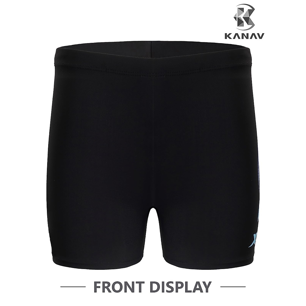 KANAV Men's Athletic Square Leg Swimsuit Jammers Durable Compression Swim Briefs Training Bathing Swimming Shorts Black/Blue