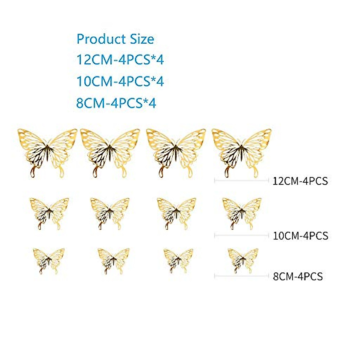 paperbgspen 3D Butterfly Wall Stickers, 48PCS Rose Gold Butterfly Wall Decals Decorations Stickers with 4 Patterns Butterflies Rose Gold Party Decoration for Home Nursery Classroom Kids Bedroom Decor