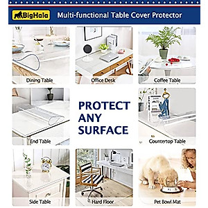 Clear Plastic Protector Wood Furniture Table Topper Protective Cover Dining Living Room Countertop Thick PVC Tablecloth Vinyl Mat Tabletop Protection Pad Wipeable Waterproof Table Cloths 20 x 60 Inch