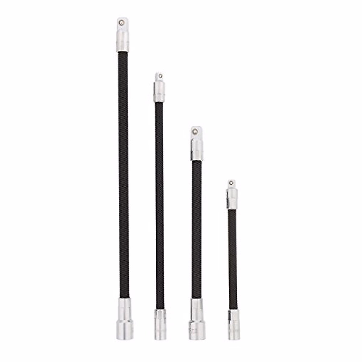 ABN Flexible Socket Extension Cables - 4pc Flex Socket Extension Bar Set 1/4in and 3/8in Drive Light Impact Extender