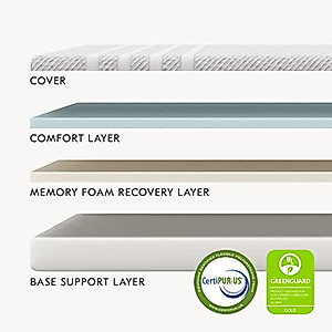 Leesa Original Foam 10" Mattress, Twin Size, Cooling Foam and Memory Foam / CertiPUR-US Certified / 100-Night Trial ,Grey